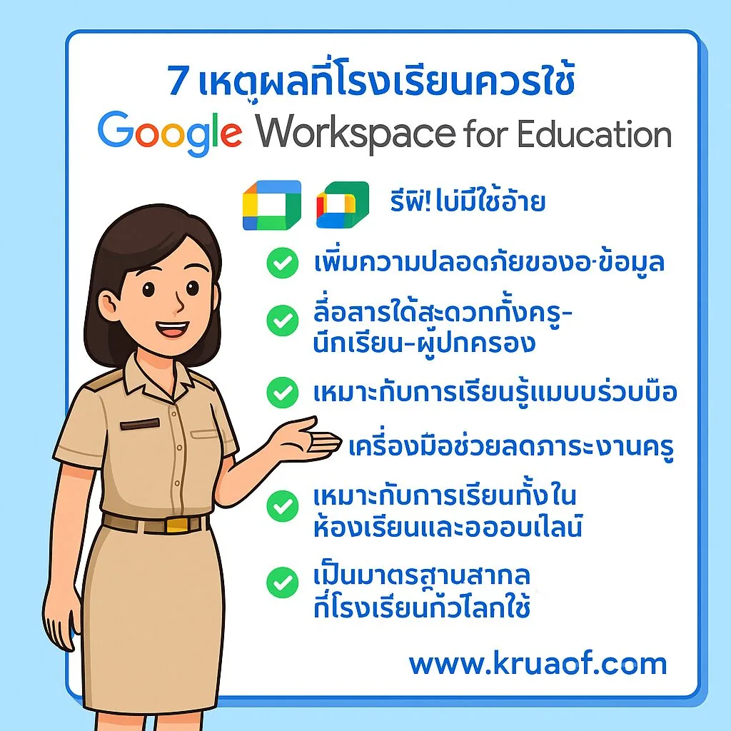 7 เหตุผลที่โรงเรียนควรใช้ Google Workspace for Education - Kruaof.com